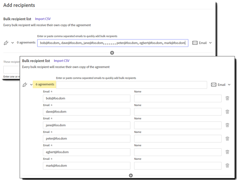 Send in Bulk using the manual method